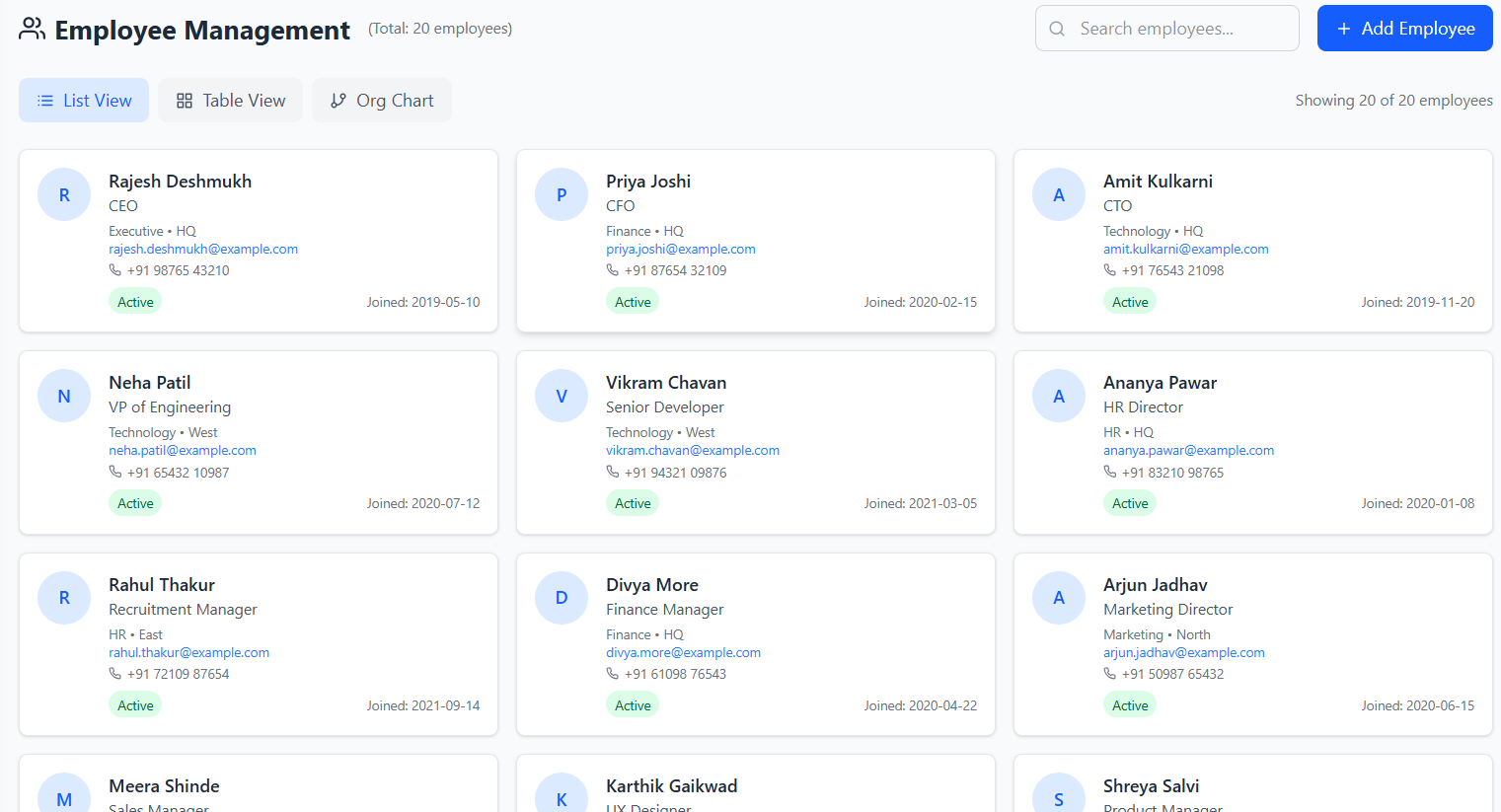 HR Pro HRMS Landing Page